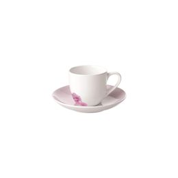 Villeroy & Boch Tasse VILLEROY & BOCH "Espressotasse mit Untertasse Rose Garden 70 ml rosa", rosa, Porzellan, Trinkgef&auml;&szlig;e, Tasse
