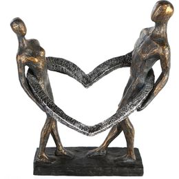 Dekofigur CASABLANCA BY GILDE "Skulptur Connected", braun (bronzefarben), B:26cm H:31cm T:13cm, Polyresin, Dekofiguren, Dekofigur, Dekoobjekt, H&ouml;he 31 cm, mit Spruchanh&auml;nger, Wohnzimmer