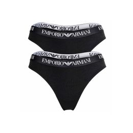 String Emporio Armani "String ESSENTIAL COTTON 2er Pack", Damen, Gr. XS, schwarz, Obermaterial: 95% Baumwolle CO. 5% Elasthan EL., Unterhosen String