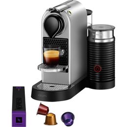 Nespresso Kapselmaschine "XN761B CitiZ & Milk von Krups", silber (silberfarben), B:26,7cm H:34,3cm T:38,8cm, Kaffeemaschinen, inkl. Aeroccino Milchaufsch&auml;umer, Willkommenspaket mit 14 Kapseln, Kapselmaschine