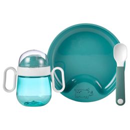 Kindergeschirr-Set Mepal "Babygeschirr Mio 3er Set", blau (deep turquoise), Kunststoff, Geschirr-Sets, Kindergeschirr-Set