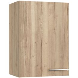 H&auml;ngeschrank Optifit "Lilly", braun (wildeiche, wildeiche, wildeiche), B:50cm H:70,4cm T:34,6cm, Holzwerkstoff, Schr&auml;nke, H&auml;ngeschrank, Breite 50 cm, 1 T&uuml;r, 2 Einlegeb&ouml;den