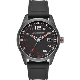 Quarzuhr Skechers "SLAUSON", schwarz (schwarz, rot), Armbanduhren, Herren, Quarzuhr, Armbanduhr, Herrenuhr, Silikonarmband, analog, Tag