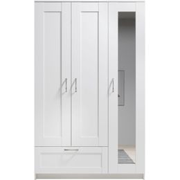 Dreht&uuml;renschrank Schlafkontor "Lepini, Kleiderschrank mit Spiegel und Schubkasten", wei&szlig; (wei&szlig;, spiegel), B:117cm H:191cm T:50cm, Holzwerkstoff, Schr&auml;nke, Dreht&uuml;renschrank, als 3- oder 4-t&uuml;rer erh&auml;ltlich