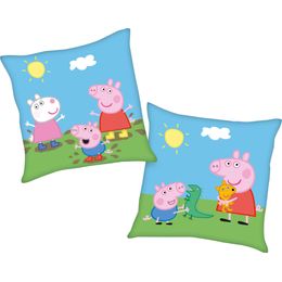 Dekokissen Peppa Pig "Peppa Pig", bunt (bunt, bedruckt), B:40cm L:40cm, Polyester, Dekokissen_Sitzkissen_Kissenh&uuml;llen, Dekokissen, mit tollem Peppa Pig Motiv