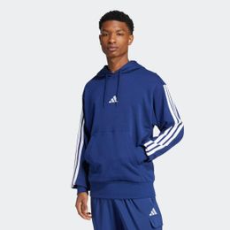 Kapuzensweatshirt adidas Sportswear "M 3S FT HD", Herren, Gr. M, blau (dunkelblau, wei&szlig;), Obermaterial: 55% Baumwolle, 36% Polyester, 9% Viskose, Sweatshirts Kapuzensweatshirt