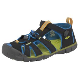 Sandale Keen "SEACAMP II CNX", Jungen, Gr. 34, schwarz (schwarz, lime), Synthetik, Schuhe Sandale
