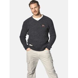 Rundhalspullover Jan Vanderstorm "Pullover mit M&uuml;tze RONAI", Herren, Gr. 7XL, grau (dunkelgrau melange), Obermaterial: 84% Polyester COOLMAX PES(Coolmax). 16% Baumwolle CO., Pullover Rundhalspullover