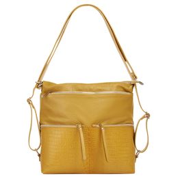 Umh&auml;ngetasche Samantha Look, Damen, Gr. B/H/T: 33cm x 32cm x 11cm onesize, gelb, Leder, Reptilienpr&auml;gung, Taschen Umh&auml;ngetasche, echt Leder, Made in Italy