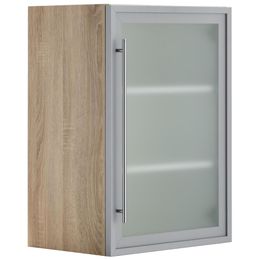 Glash&auml;ngeschrank Optifit, silber (alu, eichefarben), B:50cm H:70,4cm T:35,2cm, Schr&auml;nke, Glash&auml;ngeschrank, Breite 50 cm