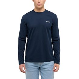 Langarmshirt Mustang "Herren Style Asheville", Herren, Gr. S, navy, Jersey, 100% Baumwolle, Rundhals, Shirts Langarmshirt