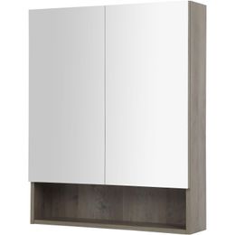 Spiegelschrank Welltime "Florenz", grau, B:60cm H:75cm T:16,2cm, MDF, Schr&auml;nke, Spiegelschrank, 2 T&uuml;ren