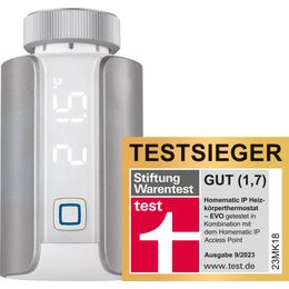 homematic IP Heizk&ouml;rperthermostat "Evo", silber, B:11,4cm H:9,8cm T:12,2cm, Heizk&ouml;rperthermostate, M30 x 1,5 (z.B.Oventrop, Danfoss), erfordert homematic IP Access Point, Heizk&ouml;rperthermostat