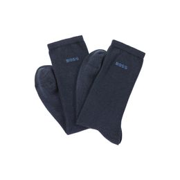 Businesssocken BOSS "2P RS Uni Logo CC W", Damen, Gr. 39-42, blau (dunkelblau 401), Baumwolle, unifarben, normal, Socken Businesssocken, mit BOSS Schriftzug