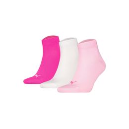 Kurzsocken Puma "Socken Quarter Plain 3P 3er Pack", Damen, Gr. 39-42, wei&szlig; (wei&szlig;, pink), Obermaterial: 68% Baumwolle CO. 18% Polyamid PA. 12% Polyester PES. 2% Elasthan EL., Socken Kurzsocken
