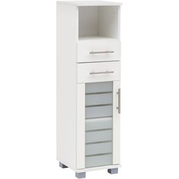 Midischrank Schildmeyer "Nikosia", wei&szlig;, B:30cm H:110,5cm T:32,5cm, Schr&auml;nke, Midischrank, Breite 30 cm, mit Glast&uuml;r, 2 Schubladen, MDF-Fronten, Metallgriffe