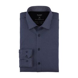 Langarmhemd OLYMP "24/7 - Level 5", Herren, Gr. 41, N-Gr, blau (marine), Single Jersey, Obermaterial: 92% Baumwolle, 8% Elasthan, 2-Knopf-Manschette, Hemden Langarmhemd