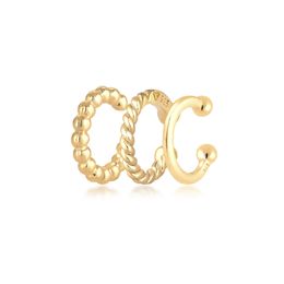 Ohrklemme Elli "Ohrringe Ohrklemme Ear Cuff 3er Set Kugel 925 Silber" Gr. 13, gold, Ohrringe, Damen, ohne Stein, Silber 925 (Sterlingsilber), Ohrklemme