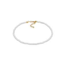 Fu&szlig;kette Elli "Fu&szlig;schmuck Perlen Synthetisch Klassik Basic 925 Silber" Gr. 22, gold, Fu&szlig;ketten, Damen, Silber 925 (Sterlingsilber), Fu&szlig;kette