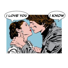 Bild Komar "Star Wars Classic Comic Quote Leia Han", bunt (farbe bild(er): bunt), B:40cm H:30cm, Holz, Papier, Bilder, Bild, Wandbild zur Dekoration im Kinderzimmer - ohne Rahmen