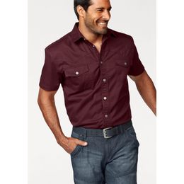 Kurzarmhemd Arizona, Herren, Gr. 51/52 (5XL), N-Gr, rot (bordeaux), Obermaterial: 100% Baumwolle, unifarben, Basic, normal normal, Hemden Kurzarmhemd, im Western-Stil, Topseller