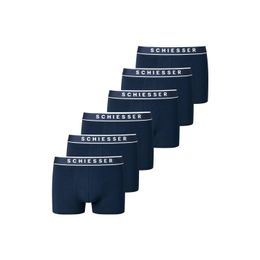 Boxershorts Schiesser "Boxershort 3PACK Shorts 6er Pack", Herren, Gr. XL, blau (dunkelblau), Obermaterial: 95% Baumwolle CO. 5% Elasthan EL., Unterhosen Boxershorts