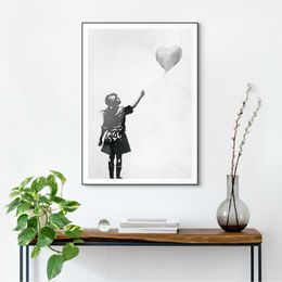Bild mit Rahmen Reinders "Balloon Girl", schwarz (farbe bild(er): schwarz), B:50cm H:70cm T:1,6cm, Holzwerkstoff, Bilder, Bild mit Rahmen