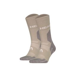 Kurzsocken Head "Socken Hiking All Climates Crew 2P 2er Pack", Damen, Gr. 35-38, braun (taupe), Obermaterial: 72% Baumwolle CO. 20% Polyester PES. 6% Polyamid PA. 2% Elasthan EL., Socken Kurzsocken