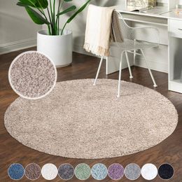 Hochflor-Teppich Carpet City "City Shaggy", beige, H:30mm &Oslash;:160cm, Polypropylen, Teppiche, Hochflor-Teppich, Teppich Langflor, Uni, Shaggy, flauschig-weich