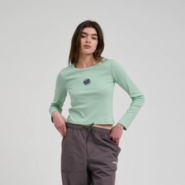 T-Shirt Santa Cruz "PARTIAL DOT EMB LS T-SHIRT", Damen, Gr. M (10), pale sage, Obermaterial: 70% Baumwolle, 30% Polyester, Shirts T-Shirt