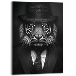 Poster Reinders "Tiger Man", schwarz-wei&szlig; (farbe bild(er): schwarz, wei&szlig;), B:50cm H:70cm T:1,6cm, Bilder, Poster, Hobbyraum - Hut - Kost&uuml;m - Schwarz-Wei&szlig; - MDF - Tiere - 50x70 cm