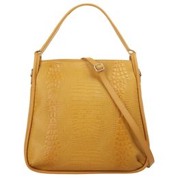 Shopper Samantha Look, Damen, Gr. B/H/T: 30cm x 25cm x 7cm onesize, gelb, Leder, Reptilienpr&auml;gung, Taschen Shopper, echt Leder, Made in Italy