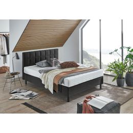 Boxbett "Nikola", grau (anthrazit), B:122cm L:210cm, ATLANTIC HOME COLLECTION, Komplettbetten, Boxbett, Massivholzf&uuml;&szlig;en, mit / ohne Matratze, in H2 und H3 erh&auml;ltlich