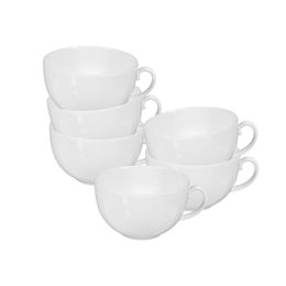 Tasse Seltmann Weiden "Milchkaffeetassen Rondo/Liane 0,35 l 6er Set wei&szlig;", wei&szlig;, Porzellan, Trinkgef&auml;&szlig;e, Tasse