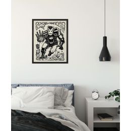 Wandbild Komar "Marvel Iron Man Lino-Cut", schwarz (farbe bild(er): schwarz, wei&szlig;), Disney, 1 Stk., Vlies, Bilder, Wandbild, 30 x 40 cm (Breite x H&ouml;he) - Kinderzimmer, Dekoration