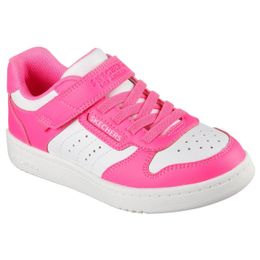 Sneaker Skechers "QUICK STREET", M&auml;dchen, Gr. 35, pink (pink, wei&szlig;), Lederimitat, kontrastfarbene Details, Schuhe Sneaker, Retro Sneaker mit Klettverschluss, Gr&ouml;&szlig;enschablone zum Download