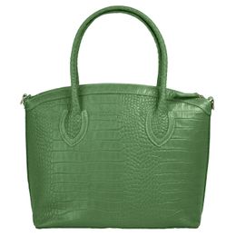 Henkeltasche CLUTY, Damen, Gr. B/H/T: 32cm x 27cm x 5cm onesize, gr&uuml;n, Leder, Taschen Henkeltasche, echt Leder, Made in Italy