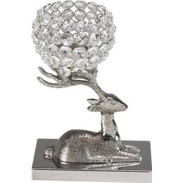 Kerzenhalter Home Affaire "Mirabel auf Hirsch", silber (silberfarben), B:10cm H:22cm T:15cm, Aluminium, Kerzenhalter, Kerzenhalter