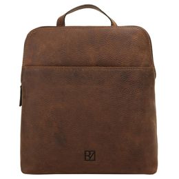 Cityrucksack Bodenschatz, Damen, Gr. B/H/T: 27cm x 26cm x 9cm, onesize, braun (cognac), Leder, Rindsleder, unifarben, Rucks&auml;cke Cityrucksack, echt Leder