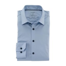 Businesshemd OLYMP "No. Six 24/Seven super slim", Herren, Gr. 44, N-Gr, blau (hellblau), Web, Obermaterial: 92% Baumwolle, 8% Elasthan, sehr schmal, Hemden Businesshemd, in bequemer Jersey-Qualit&auml;t