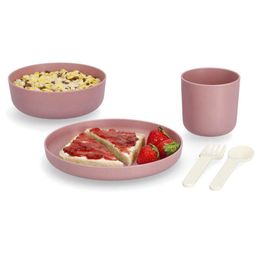 Kindergeschirr-Set zeller PRESENT, rosa (ros&eacute;), 5 Stk., Geschirr-Sets, Kindergeschirr-Set, (je 1 Teller, Sch&uuml;ssel, Tasse, Gabel, L&ouml;ffel)