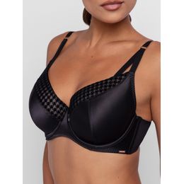 Halbschalen-BH Dorina "Julianna", Damen, Gr. 75, Cup E, schwarz, Mesh, Obermaterial: 60% Polyester, 32% Polyamid, 8% Elasthan, BHs Halbschalen-BH, flocked Mesh & Satin, gepolsterte Cups