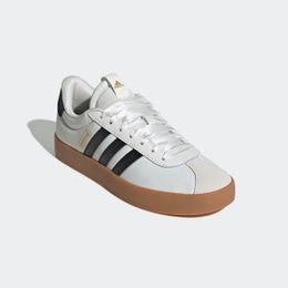 Sneaker adidas Sportswear "VL COURT 3.0", Damen, Gr. 39, wei&szlig; (core wei&szlig;, core schwarz, gold metallic), Leder, Textil, Schuhe Sneaker, Design auf den Spuren des adidas Samba, Topseller