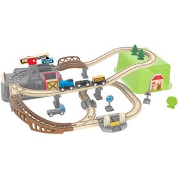 Spielzeug-Eisenbahn HAPE "Eisenbahn-Baukasten", bunt, Spielzeugfahrzeuge, KinderB:50cm H:14cm T:14cm, Holz, Kunststoff, Spielzeug-Eisenbahn, B:50cm H:14cm T:14cm