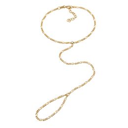 Schmuckset Elli "Armband Handchain Handkette Figaro 925 Silber" Gr. 16, gold, Schmuck_Sets, Damen, Blacklist, Silber 925 (Sterlingsilber), Schmuckset