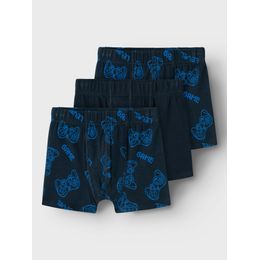 Trunk name it "NMMTIGHTS 3P DARK SAPPHIRE GAMER NOOS", Jungen, Gr. 92, 3 Stk., blau (schwarz sapphire), Jersey, Obermaterial: 95% Baumwolle, 5% Elasthan, bedruckt, eng, Unterhosen Trunk