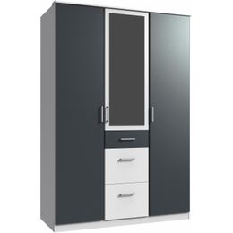 Kleiderschrank wimex "Click", wei&szlig; (wei&szlig;, graphit), B:135cm H:199cm T:58cm, Schr&auml;nke, Kleiderschrank, mit Spiegel