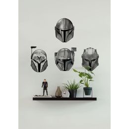 Wandtattoo Komar "Star Wars The Mandalorian Helmets", grau, Disney, Folie, Wandtattoos, Wandtattoo, 50 x 70 cm (Breite x H&ouml;he) - Kinderzimmer, Wandsticker