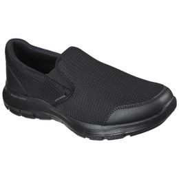 Slip-On Sneaker Skechers "FLEX ADVANTAGE 4.0", Herren, Gr. 47,5, schwarz, Synthetik, Textil, Schuhe Slip-On Sneaker, Slipper, Schhlupfschuh, Komfortschuh mit Air Cooled Memory Foam, Topseller