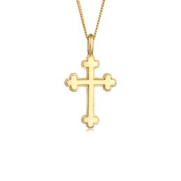 Kette mit Anh&auml;nger Elli "Halskette Antik Kreuz Vintage Basic Religion 925 Silber" Gr. 45, gold, Halsketten, Damen, ohne Stein, Silber 925 (Sterlingsilber), Kette mit Anh&auml;nger